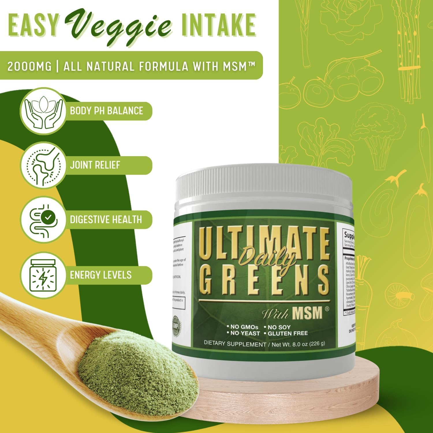 MSM infused greens for joint support