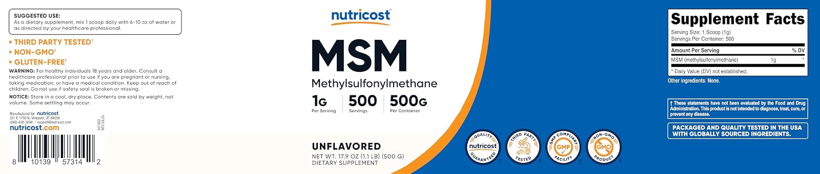 MSM powder for daily nutritional support