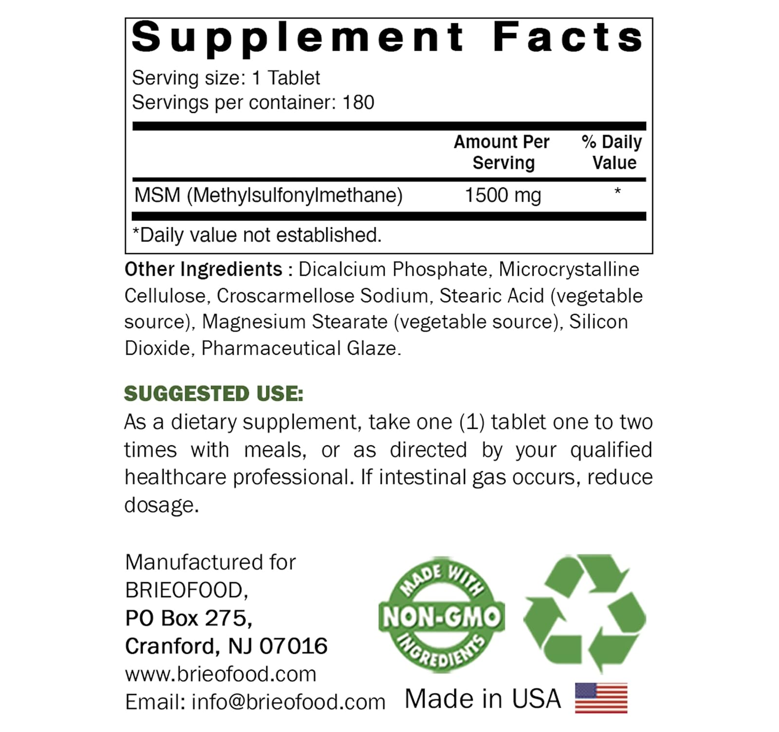MSM tablets for better sleep