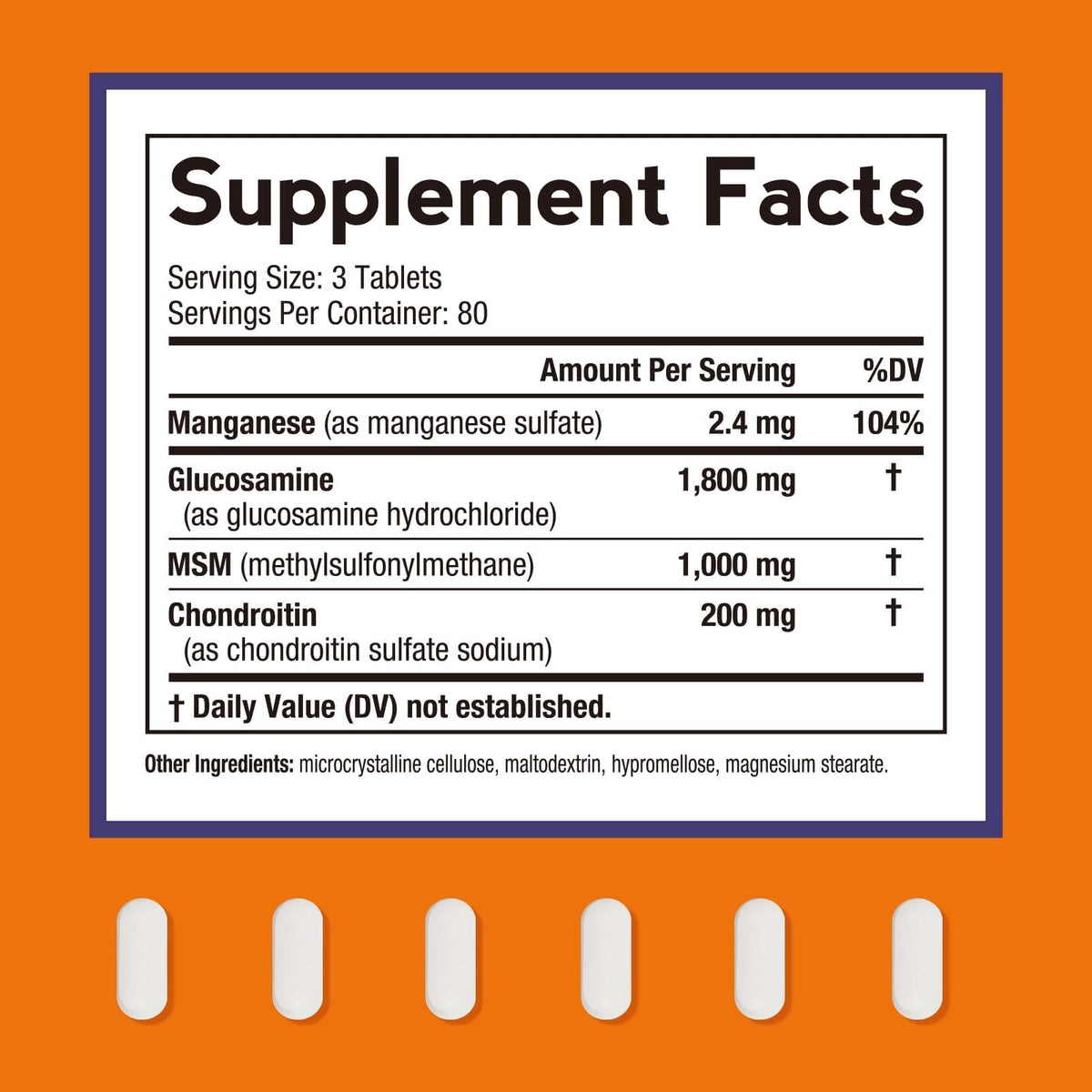 MSM tablets for joint health
