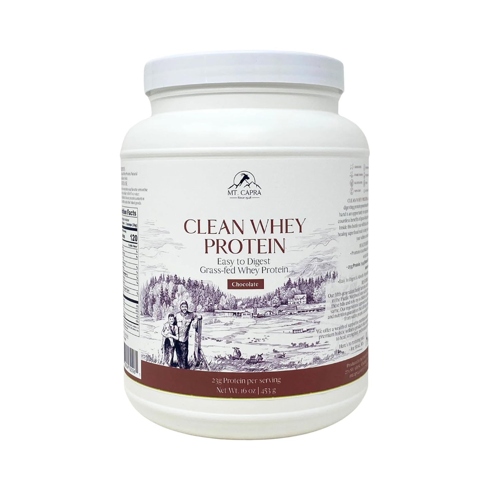 Mt. Capra chocolate whey protein powder