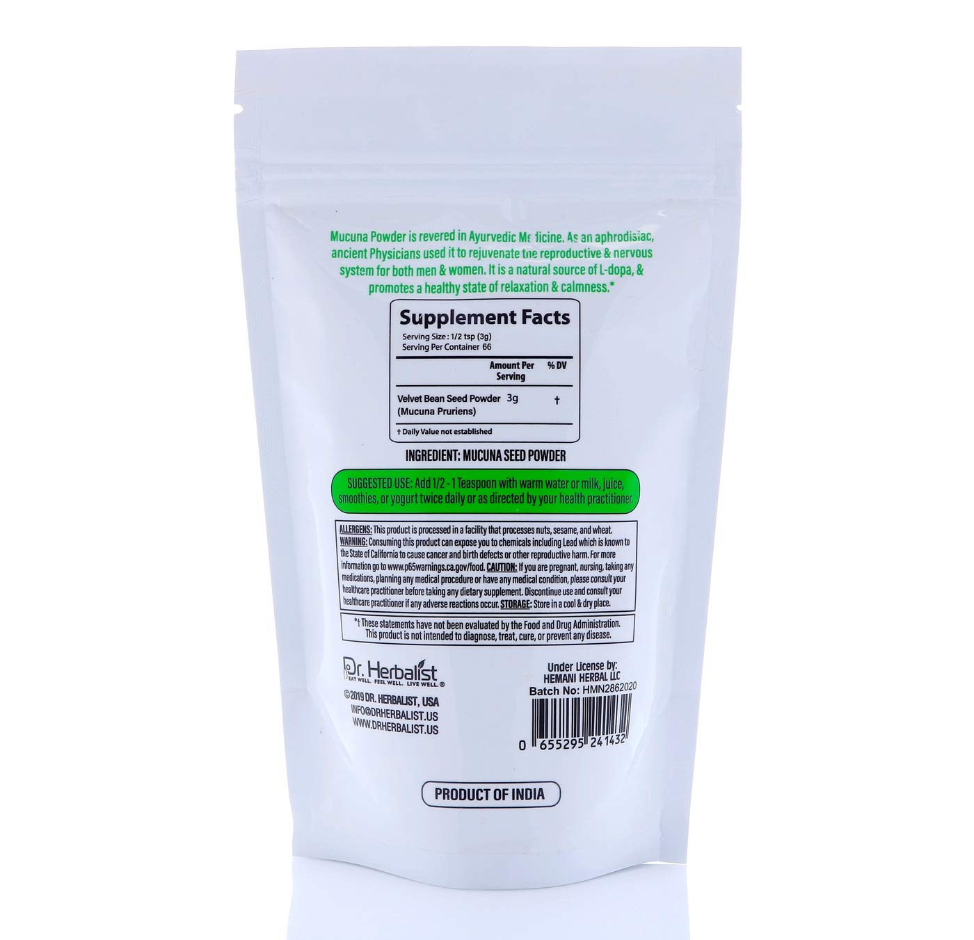 Mucuna powder for energy boost