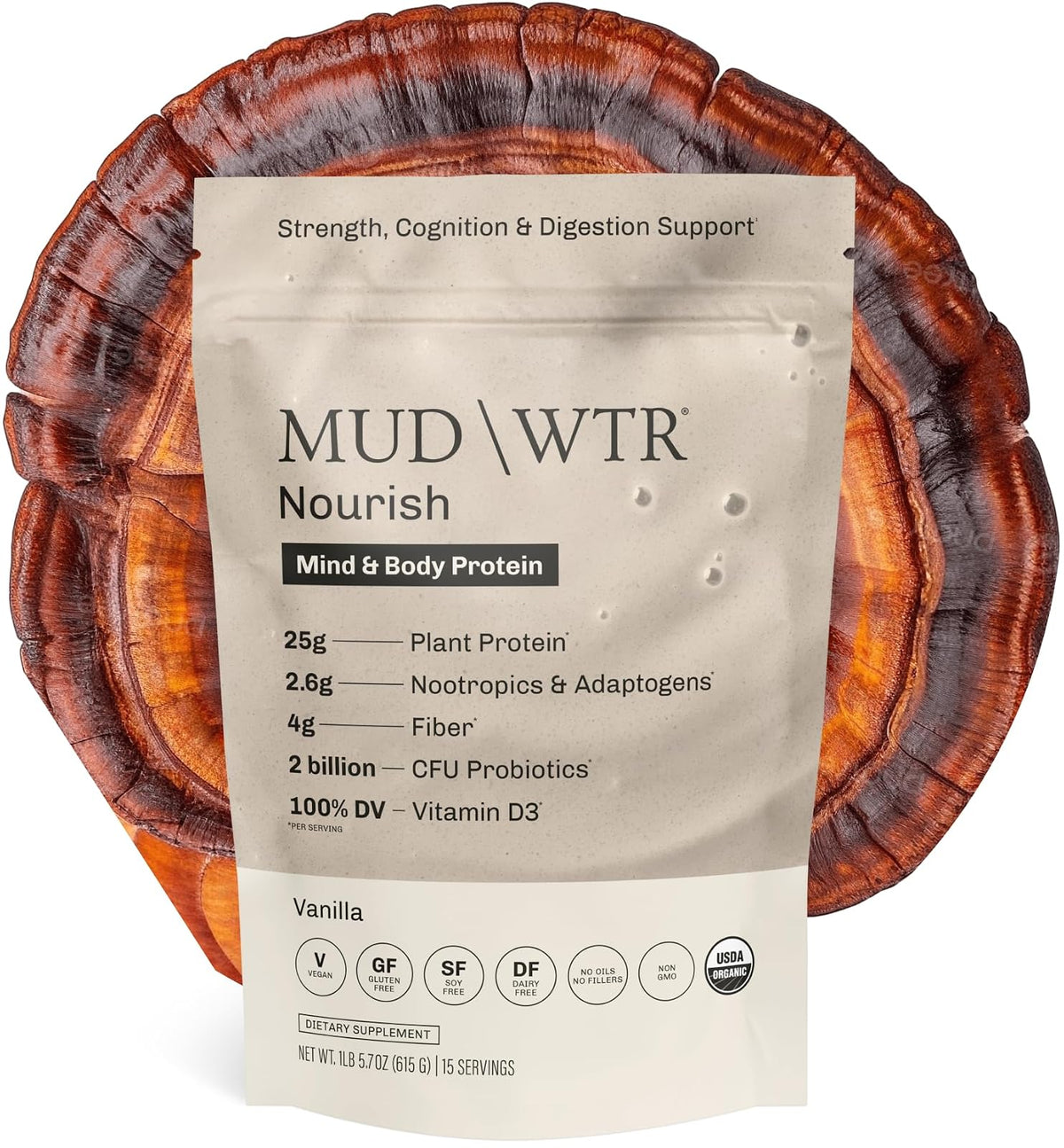 MUDWTR vanilla mushroom protein powder