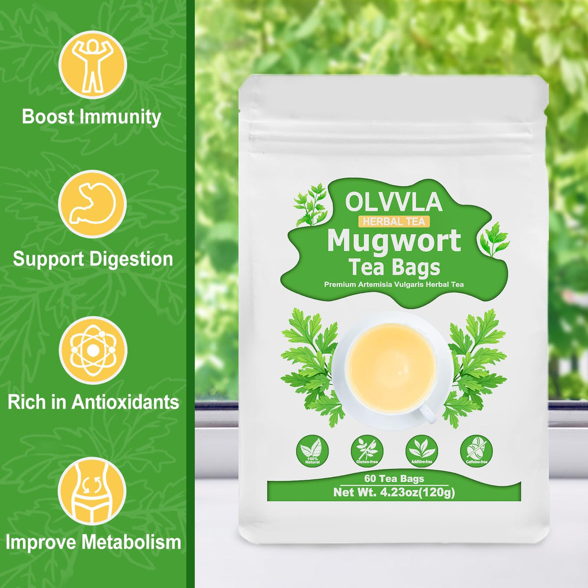 mugwort tea bags for herbal infusion