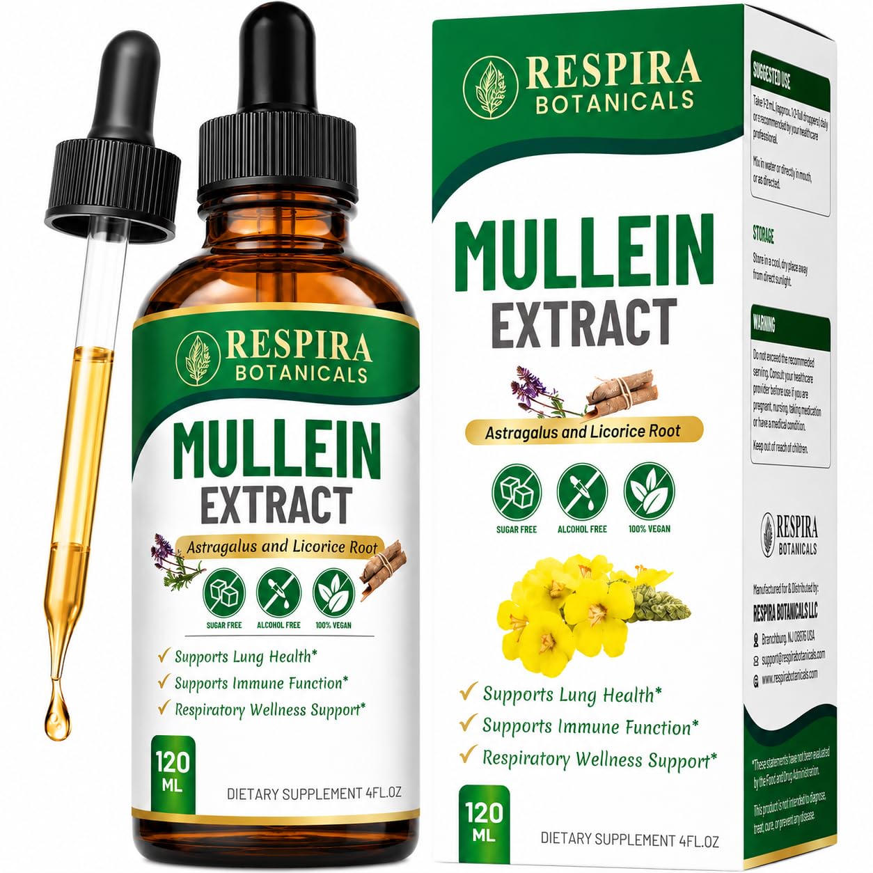 Mullein drops for respiratory health