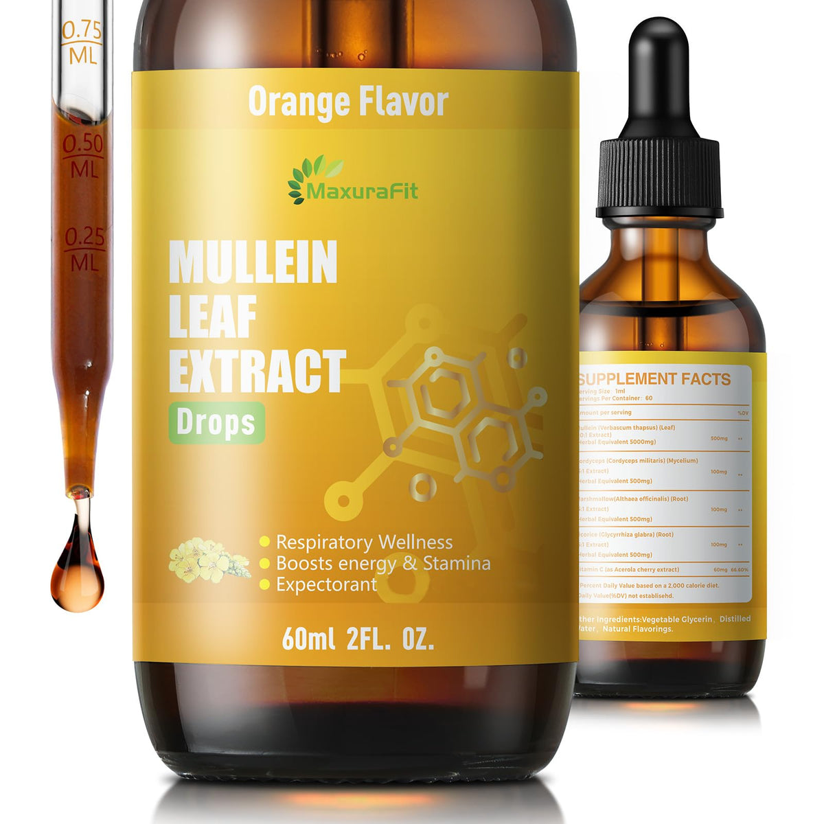 Mullein drops for respiratory health