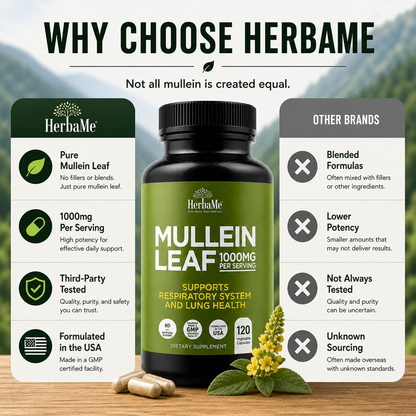 Mullein Leaf 120 capsules for daily use