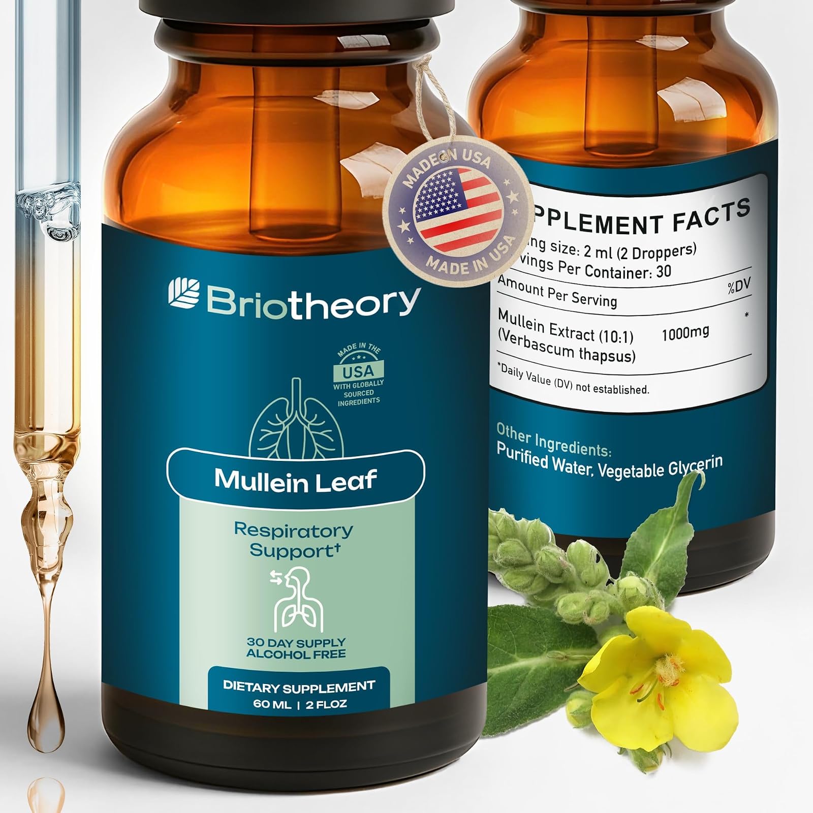 Mullein leaf extract liquid drops