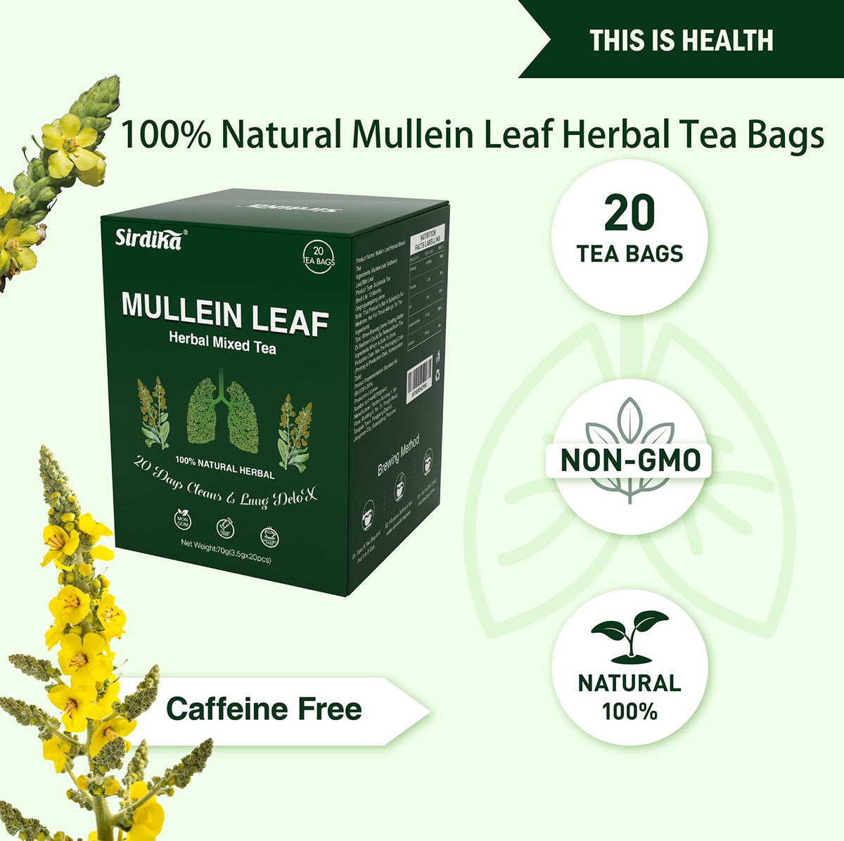 Mullein tea bags for soothing throat