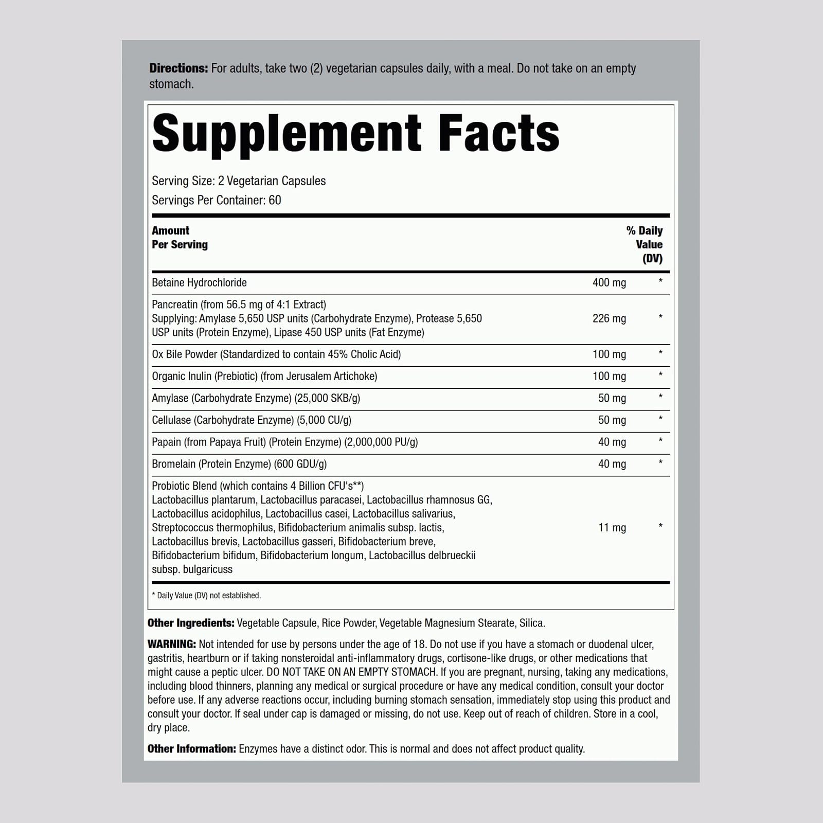Multi-enzyme formula for digestion support