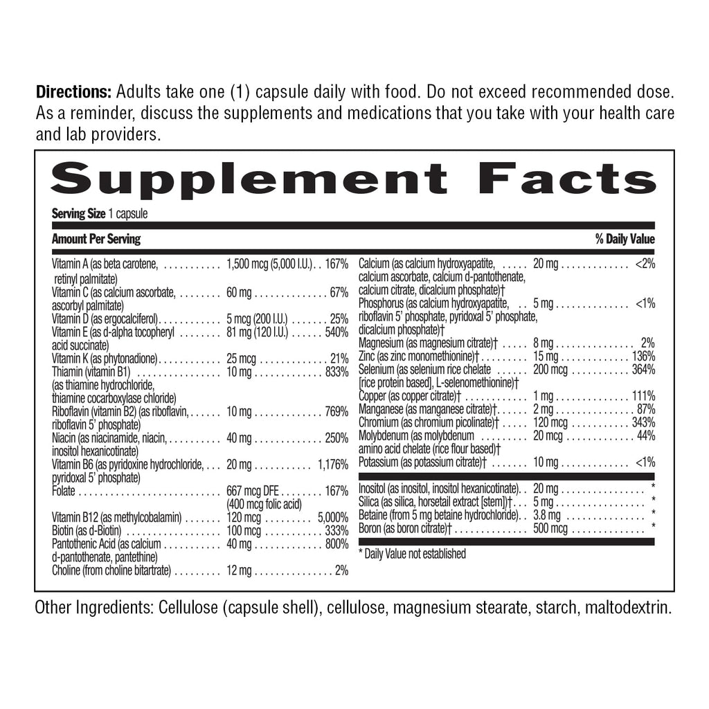 Multivitamin for seniors with iron-free formula