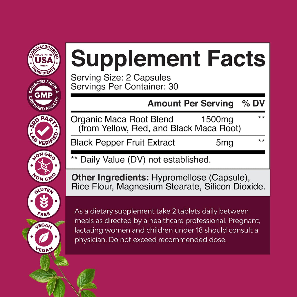 Multivitamin for seniors with maca