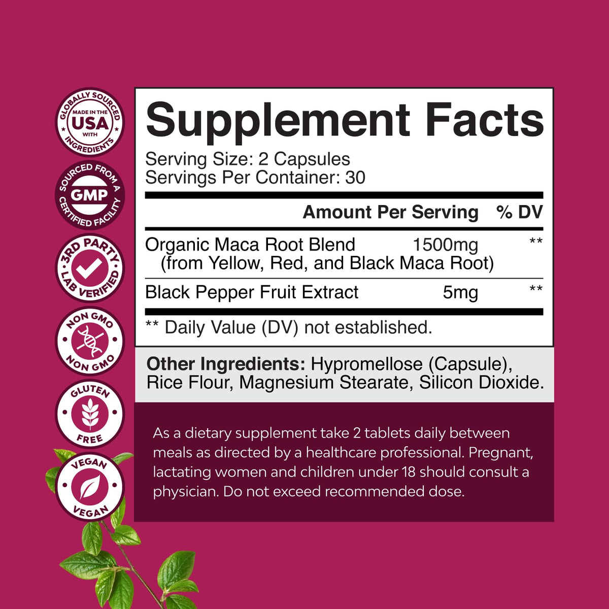 Multivitamin for seniors with maca