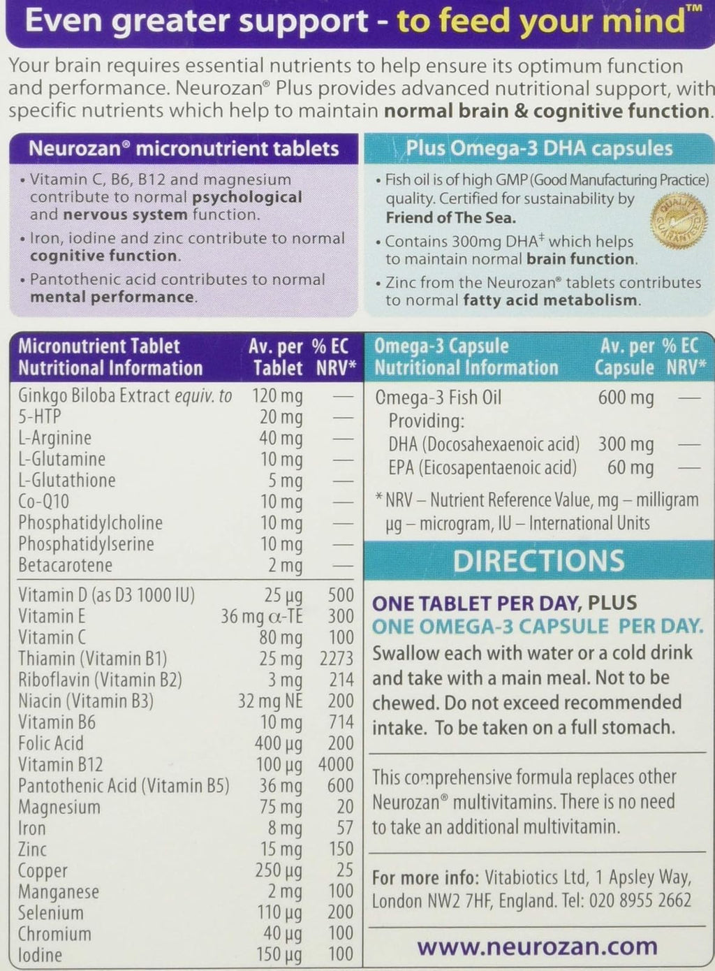 multivitamin for women with Neurozan Plus