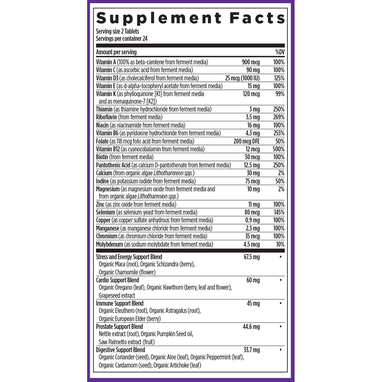 multivitamin tablets for men's vitality