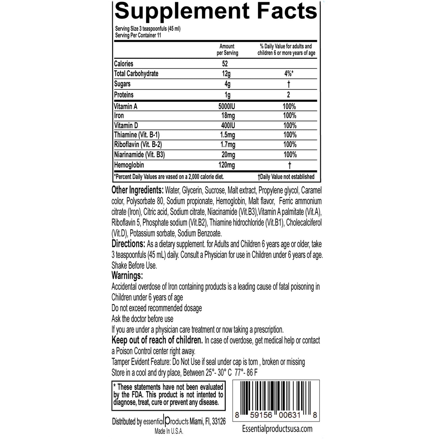 Multivitamin with hemoglobin for vitality