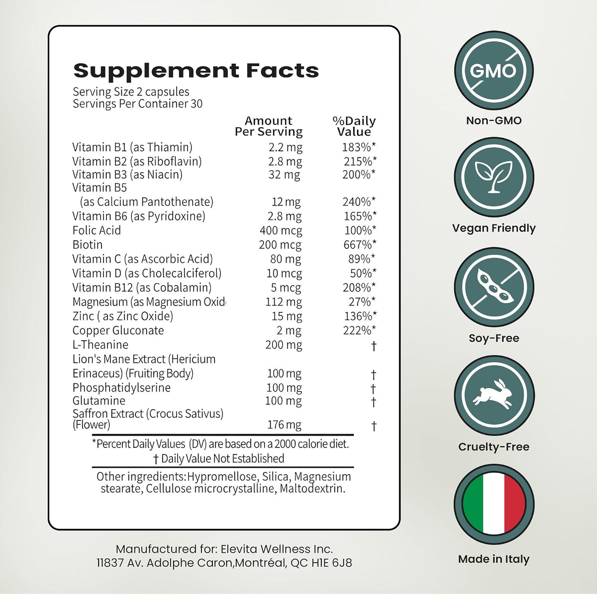 Multivitamins for enhanced concentration