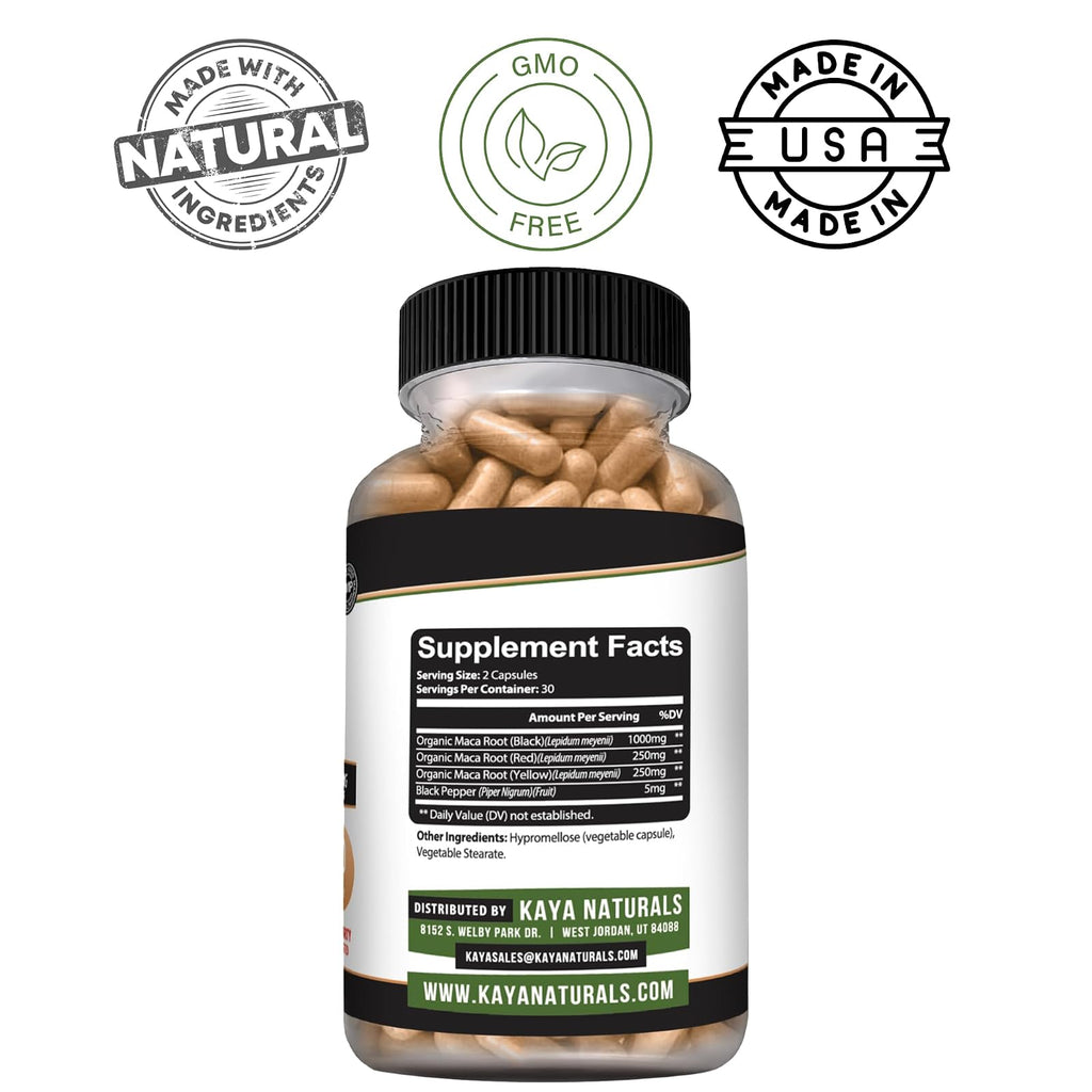 multivitamins with black red yellow maca