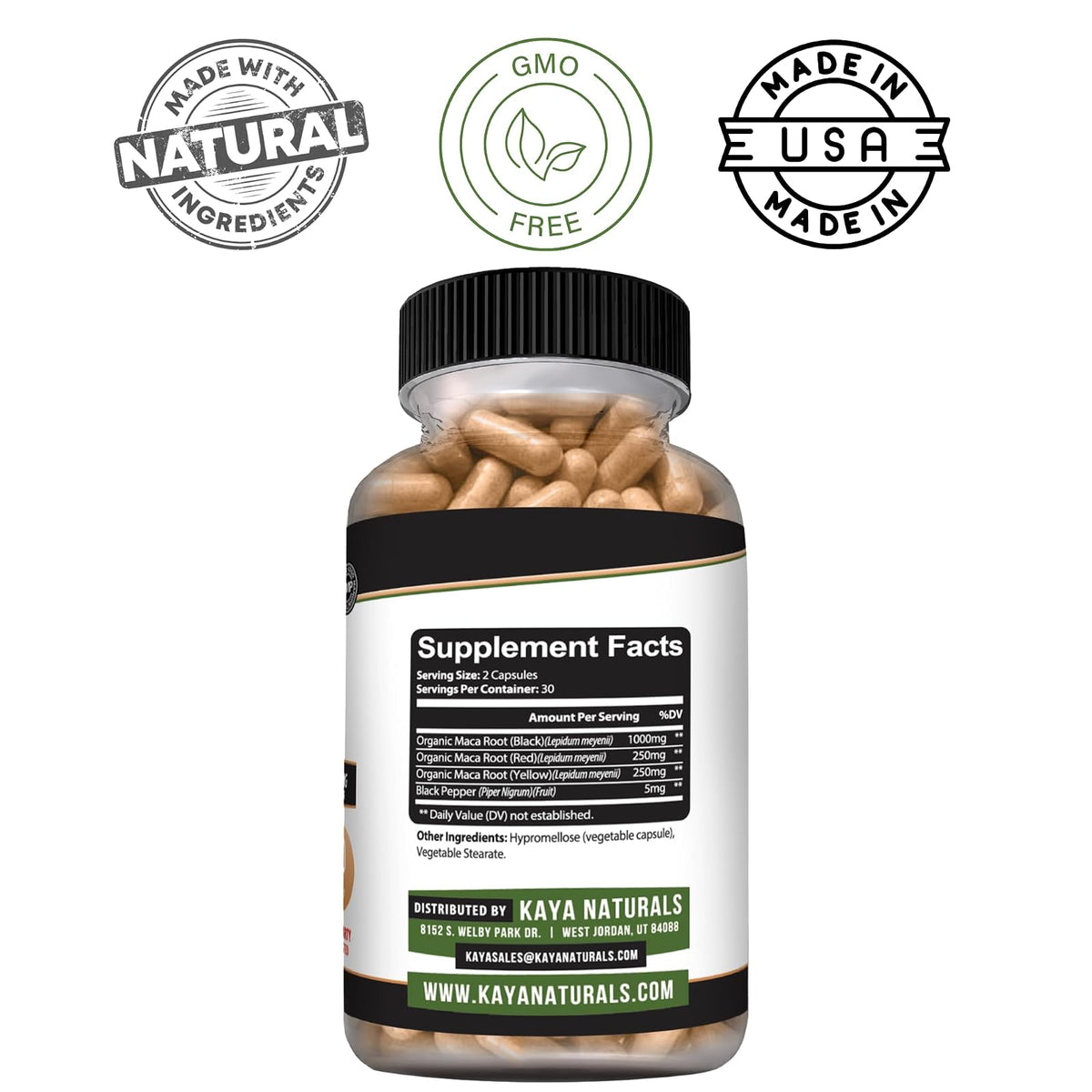 multivitamins with black red yellow maca
