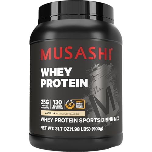 Musashi whey protein powder vanilla flavour