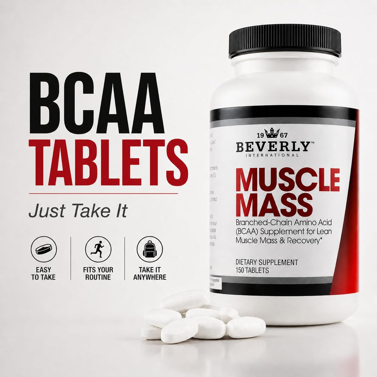 Muscle mass support with BCAA tablets