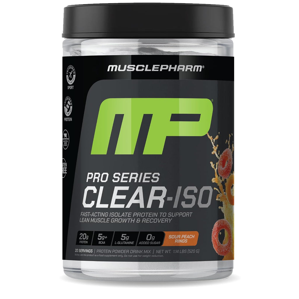 Muscle Pharm Clear-ISO Sour Peach Rings protein powder