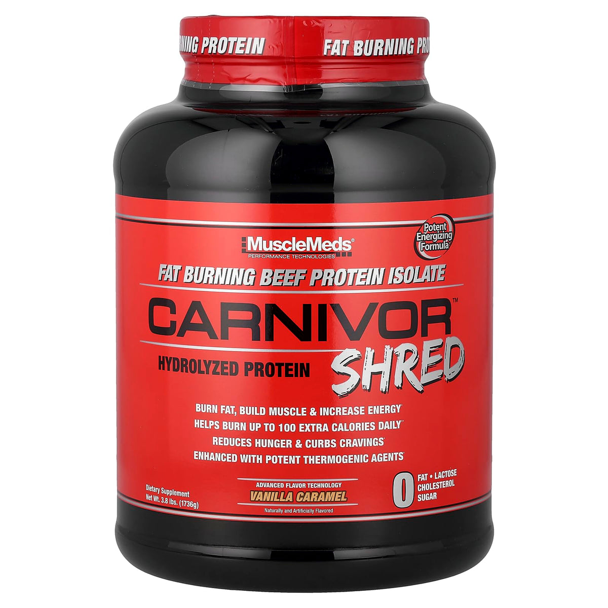 MuscleMeds Carnivor Shred vanilla caramel protein powder