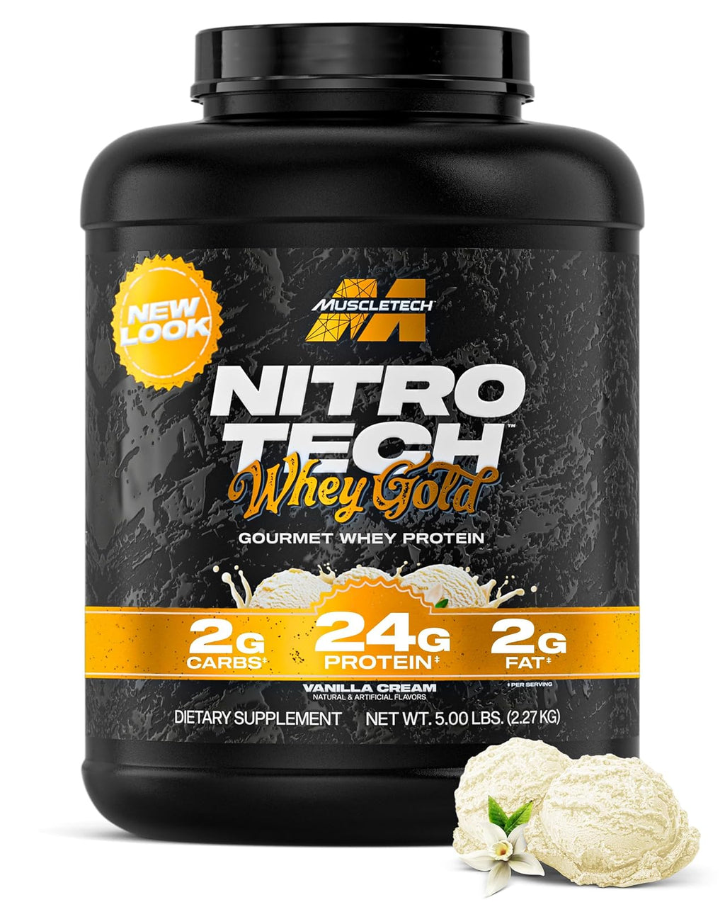 MuscleTech whey protein powder vanilla