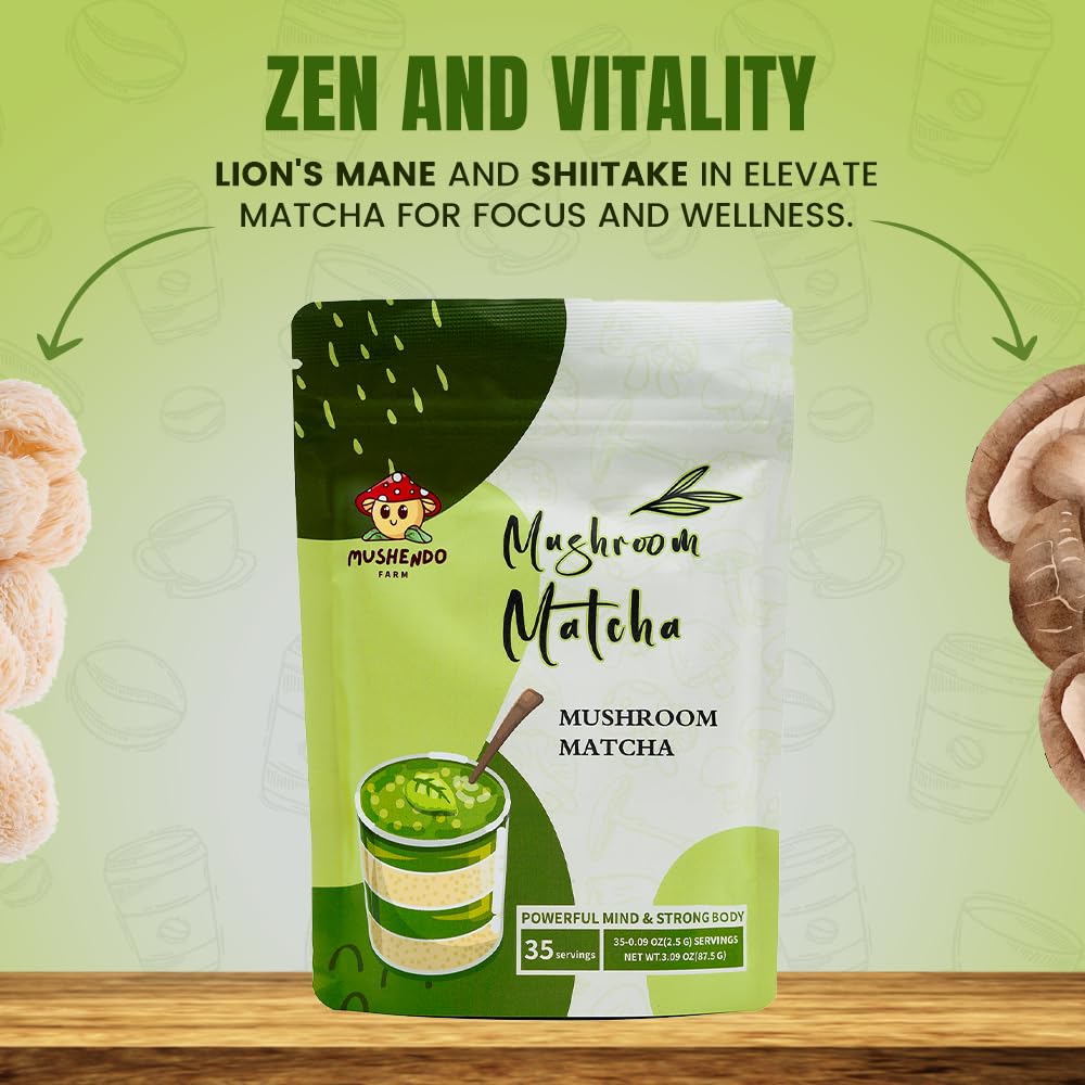 Mushendo Mushroom Matcha for focus and concentration