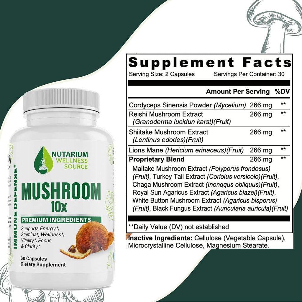 Mushroom capsules for daily vitality