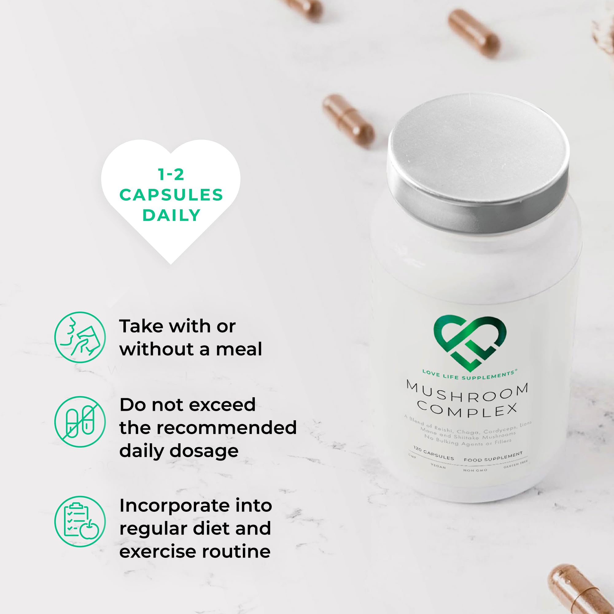 Mushroom capsules for digestive health