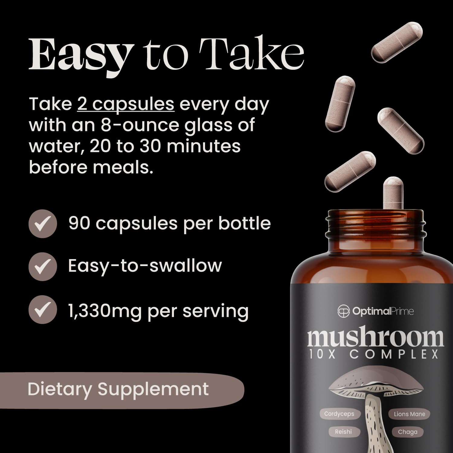 Mushroom capsules for enhanced focus