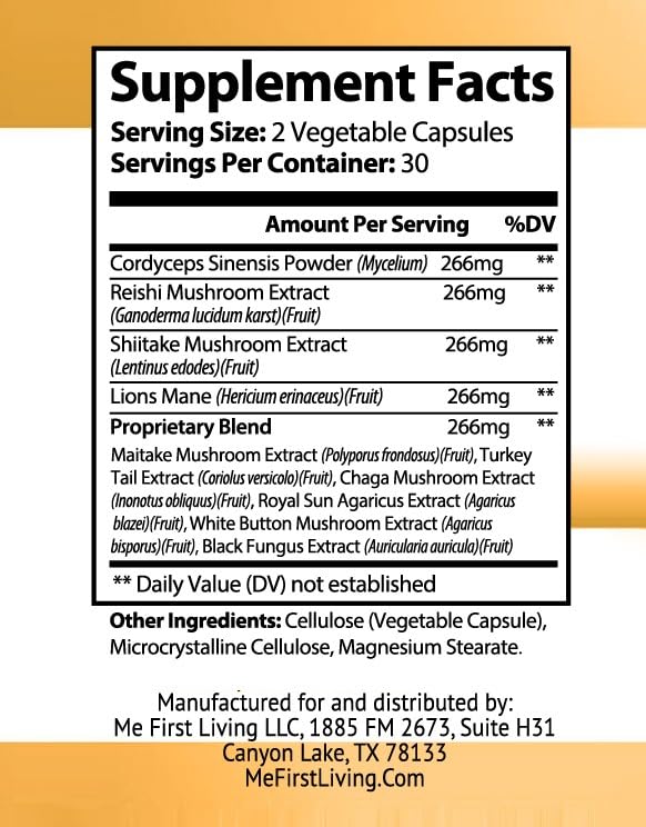 Mushroom capsules for enhanced performance
