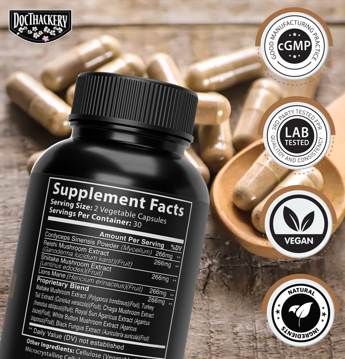 Mushroom capsules for stress relief