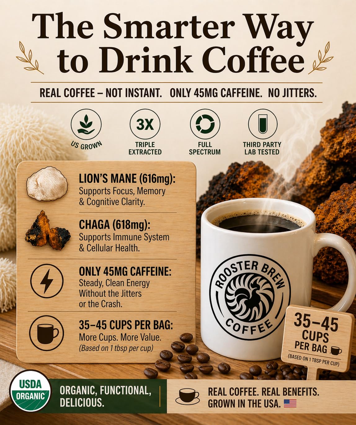 Mushroom coffee for daily productivity