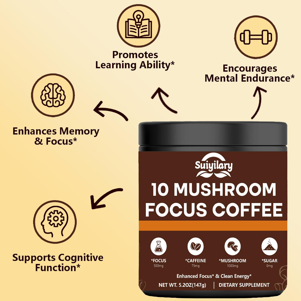 Mushroom coffee for enhanced focus