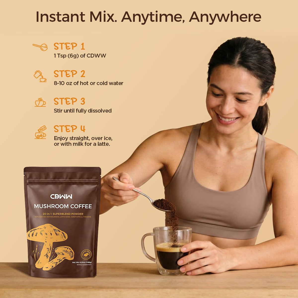 Mushroom coffee for enhanced focus