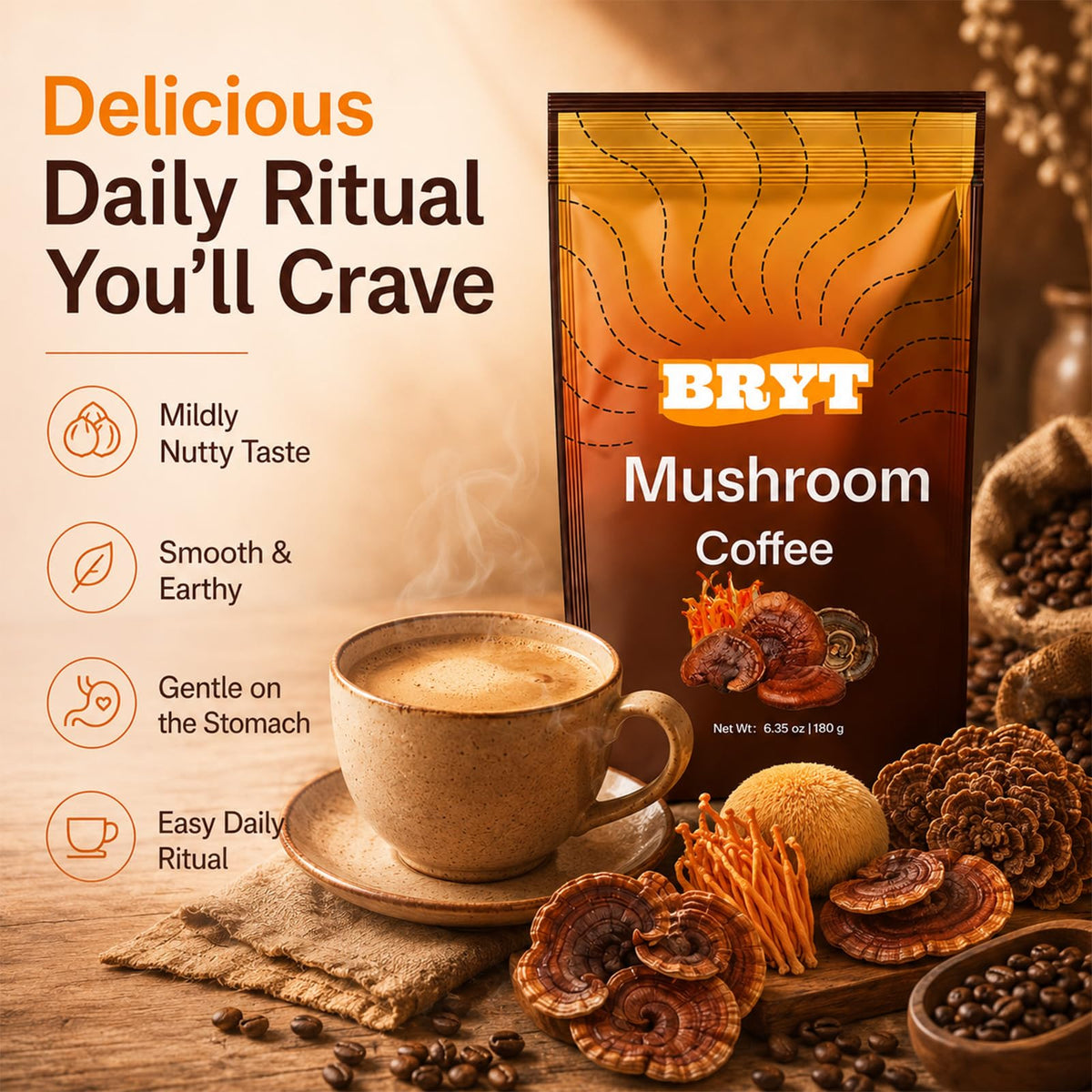 mushroom coffee for stress relief