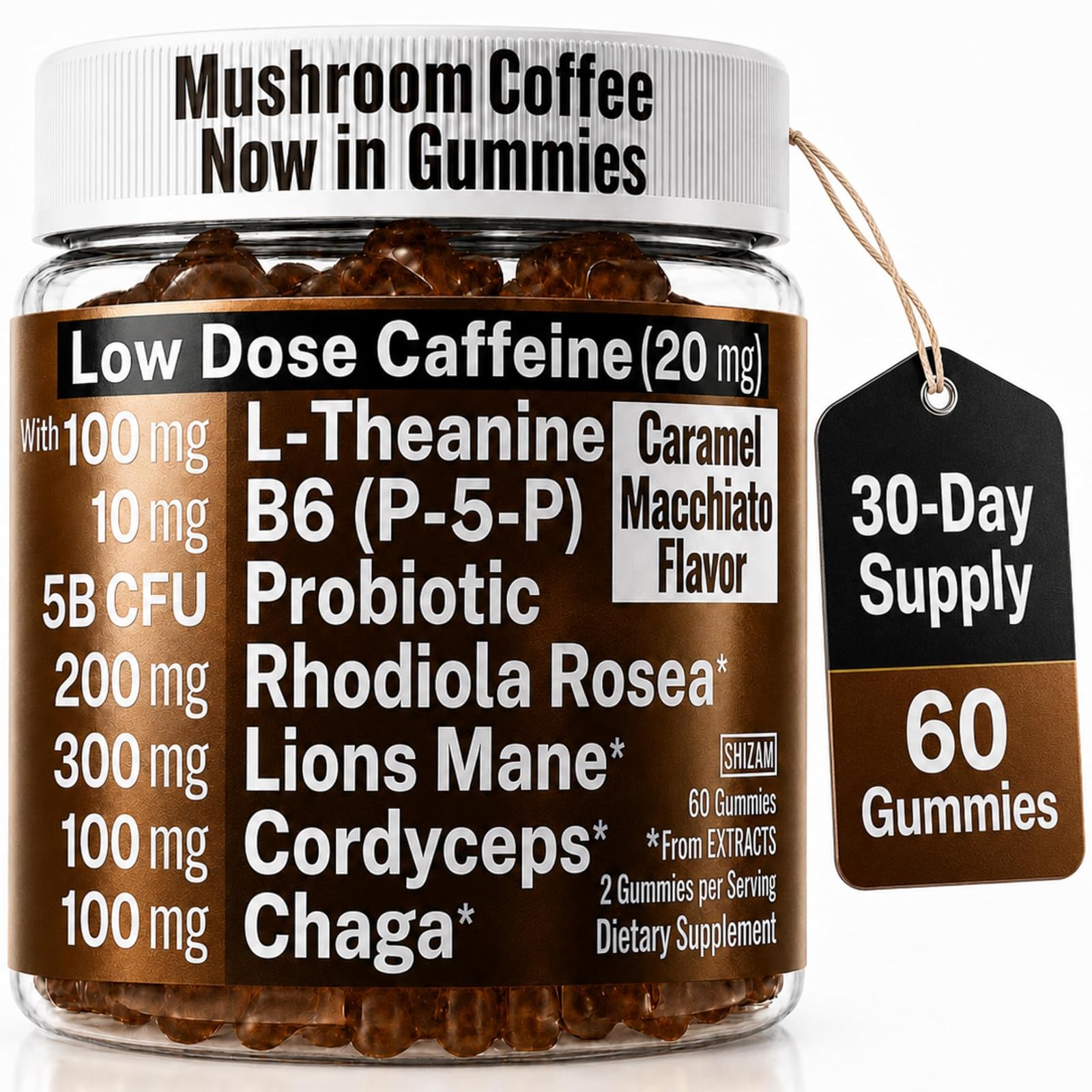 Mushroom coffee gummies for energy