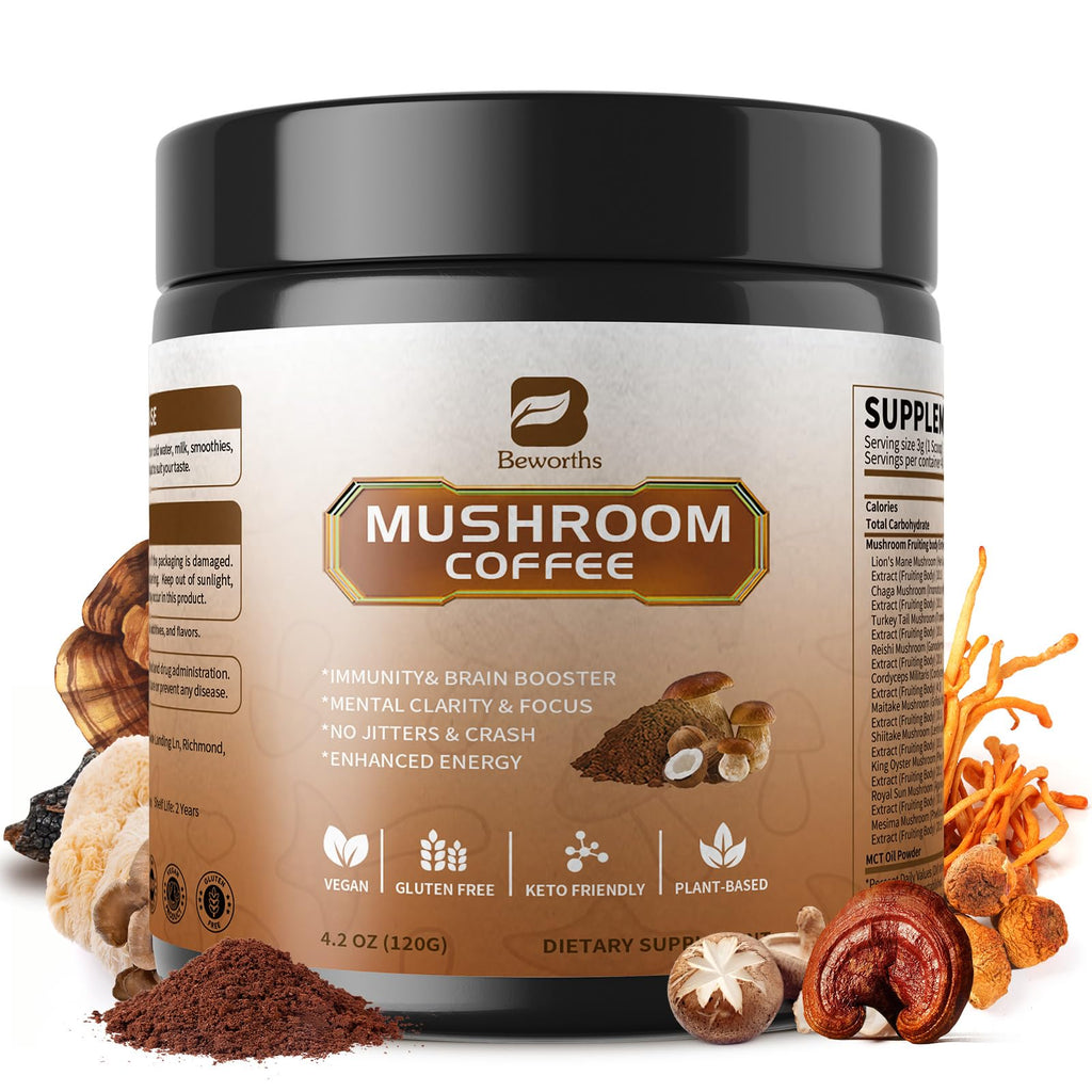 Mushroom coffee powder for energy
