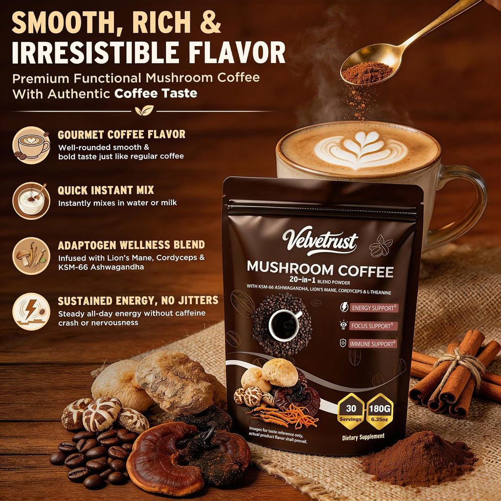 Mushroom coffee with adaptogens