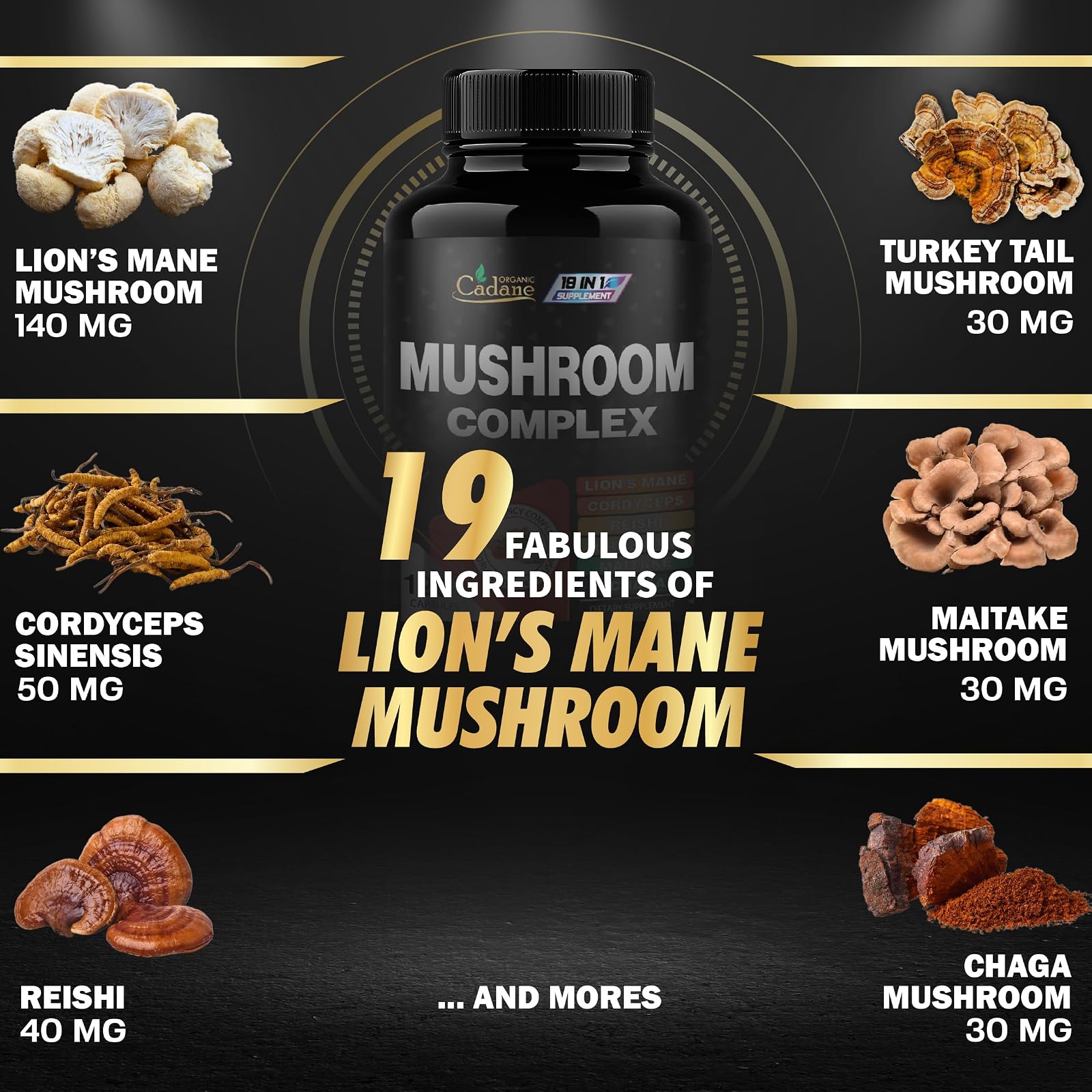 Mushroom complex capsules for energy