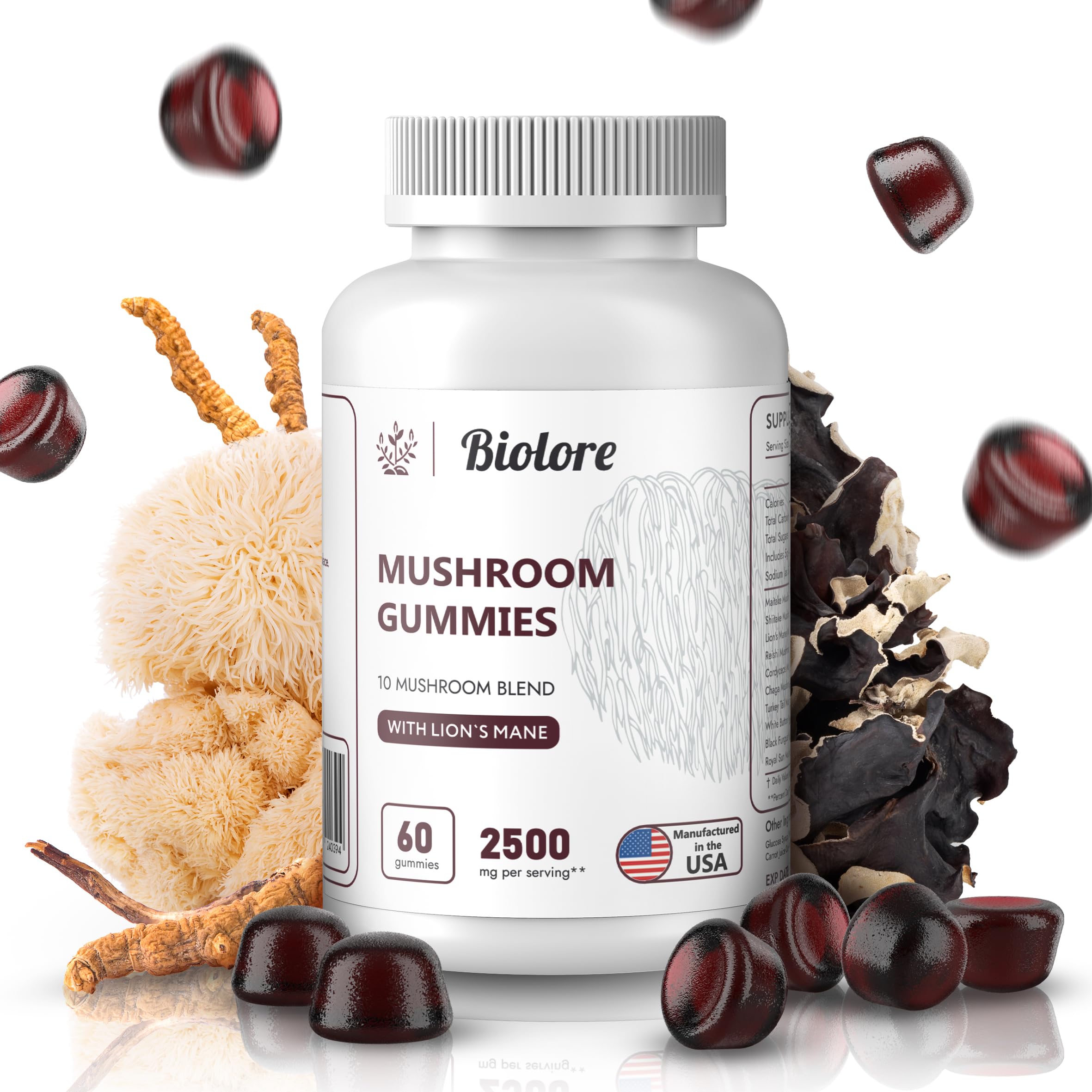 Mushroom complex gummies for brain health