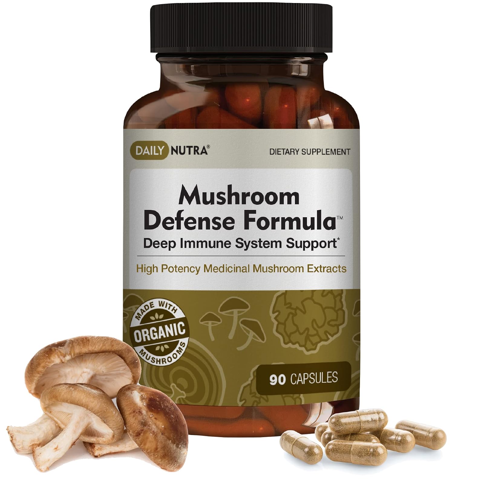 Mushroom Defense Formula capsules for immunity