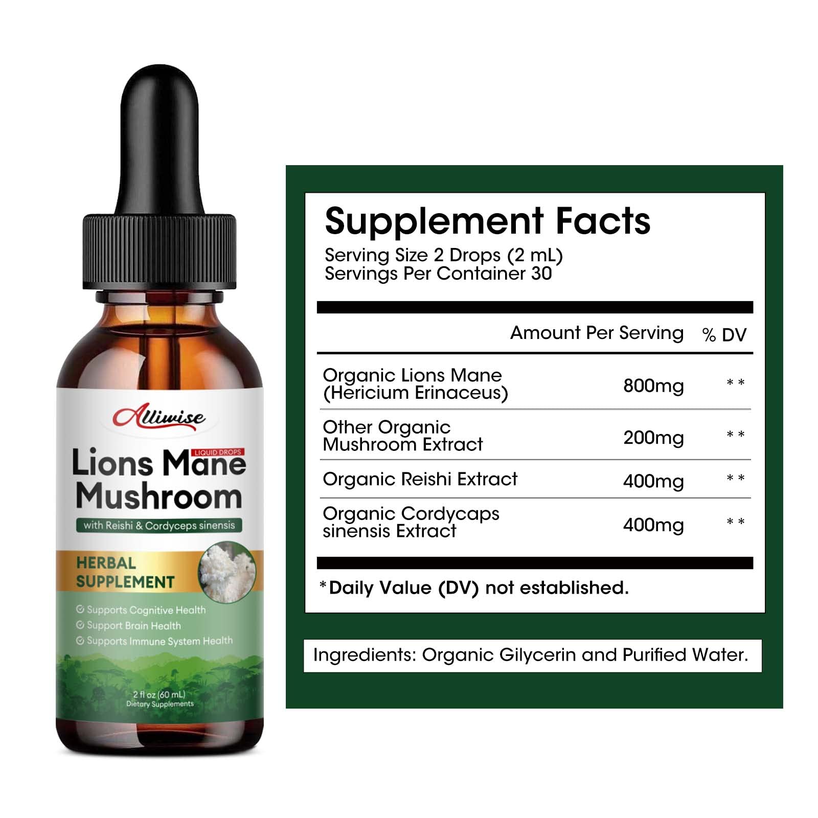 Mushroom drops for enhanced focus