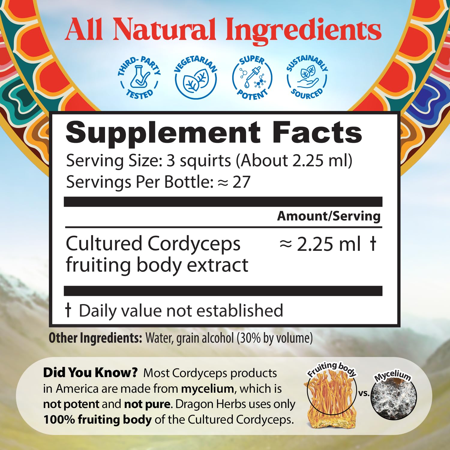 Mushroom drops for improved respiratory health
