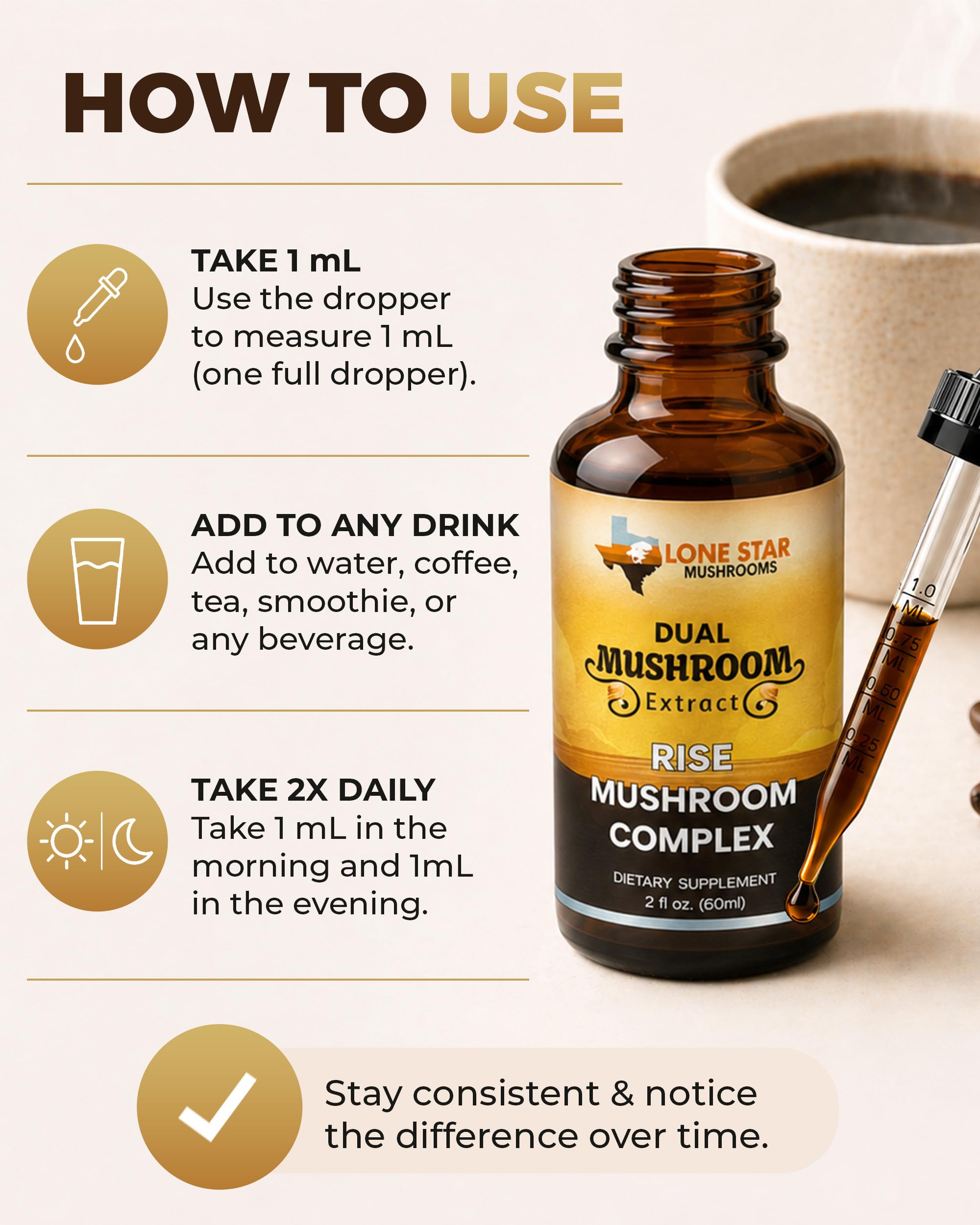 Mushroom drops for morning routine
