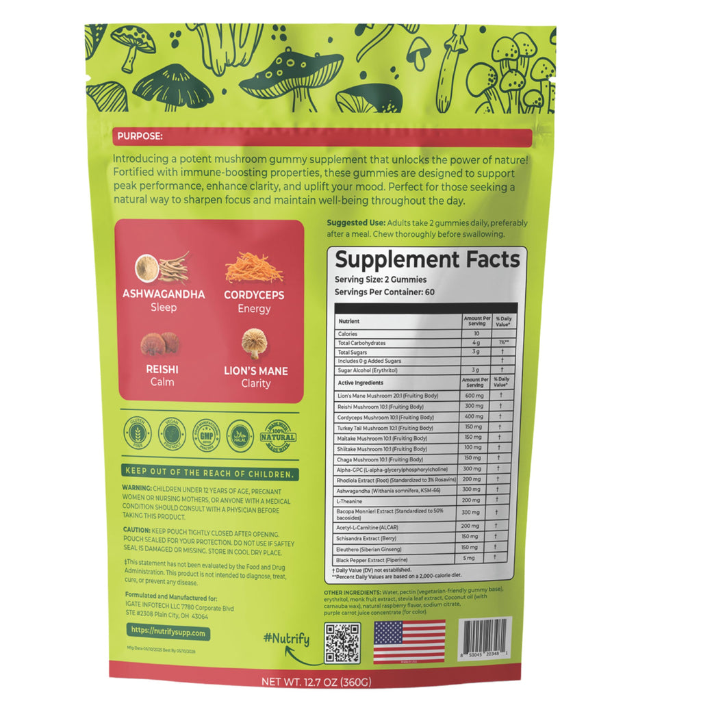 Mushroom gummies for active lifestyles