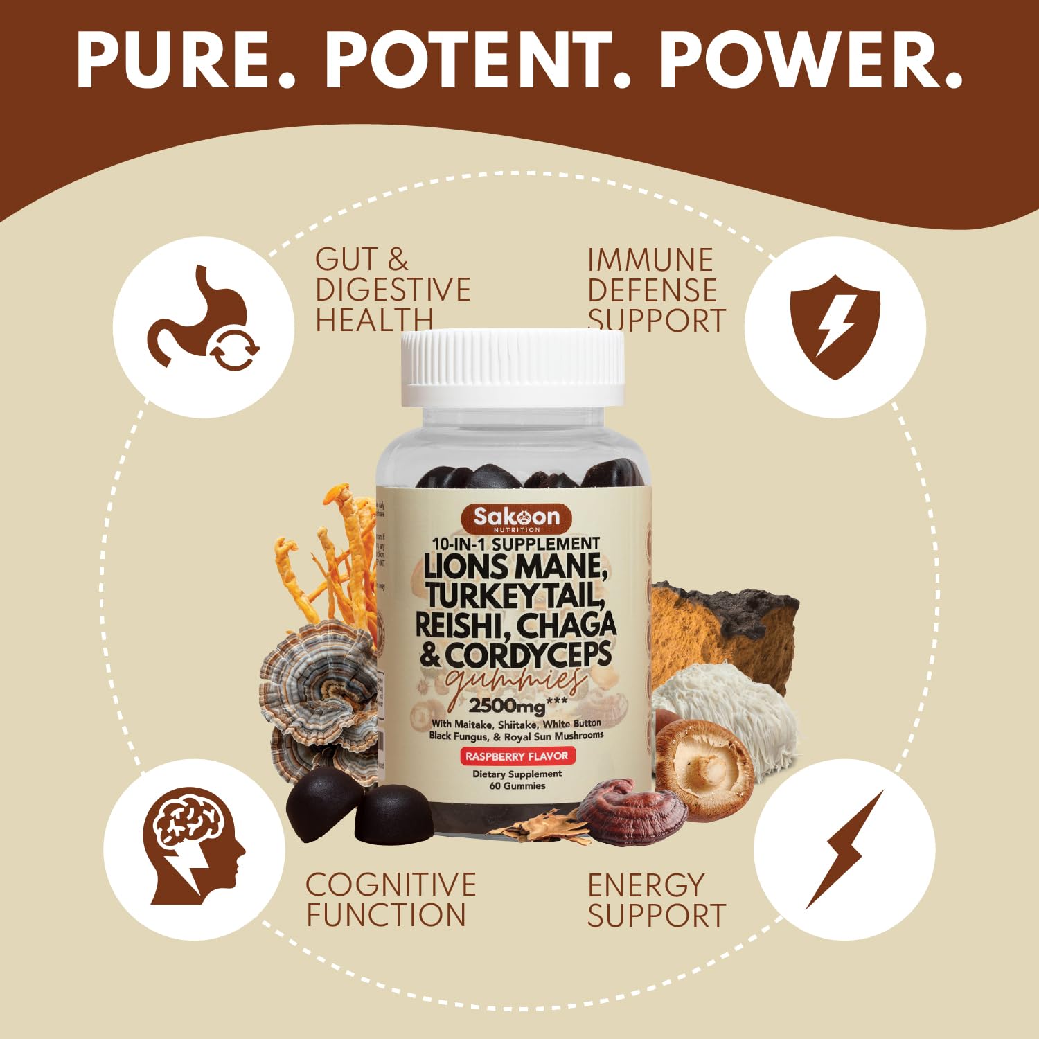 Mushroom gummies for cognitive function