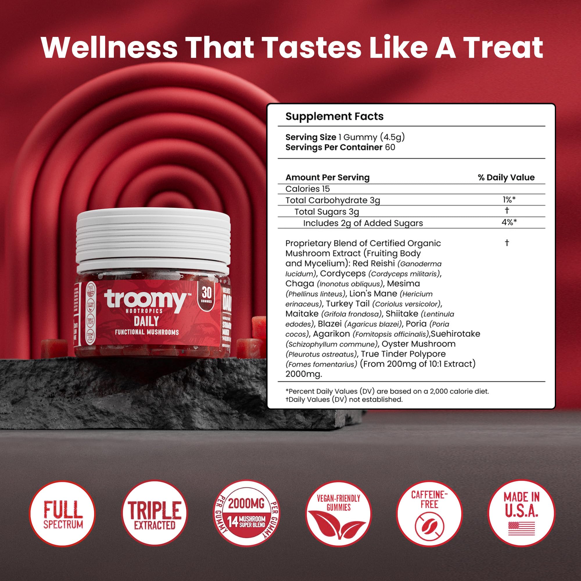 Mushroom gummies for cognitive support
